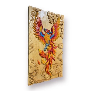 Phoenix Wood Carving, Phoenix Art, Phoenix Painting, Mythical Art ...
