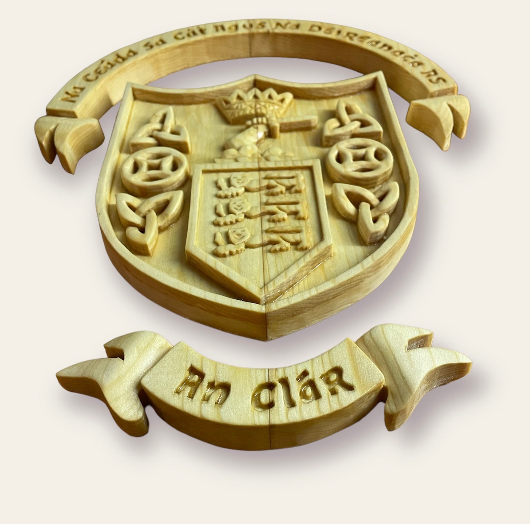 Clare GAA Crest Wood Carving Football Crest Gaelic Football - Etsy