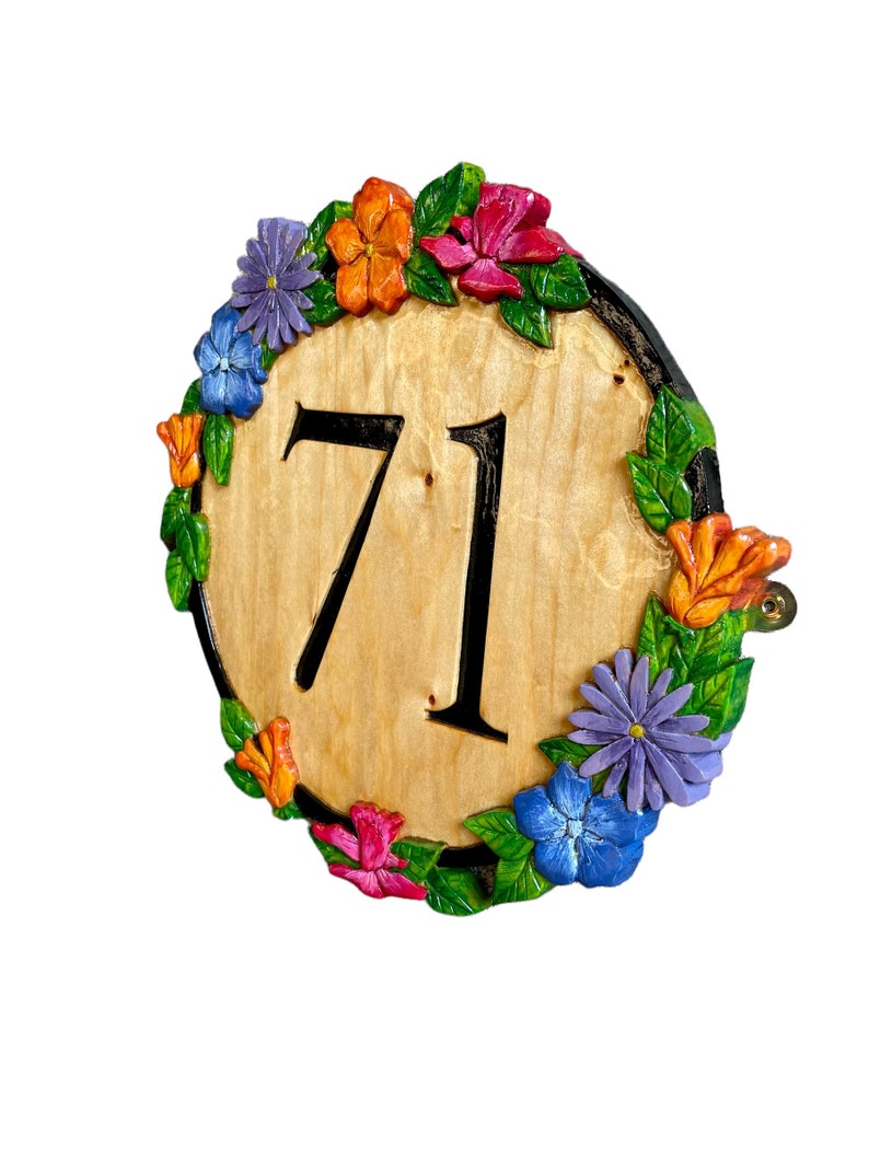 Hand Carved Floral Wreath House Number Sign - Custom Lime Wood - Etsy