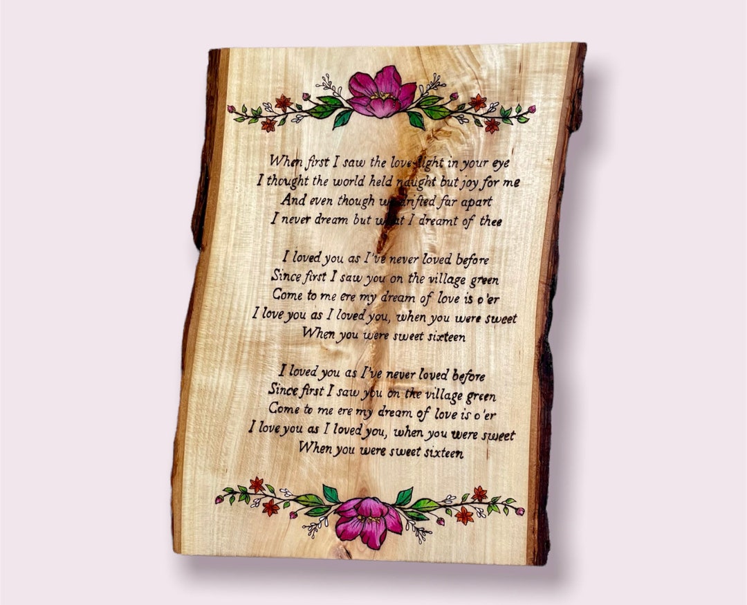 Song Lyrics Wood Burning Poem Pyrography Wedding Vows Prayer Wood ...
