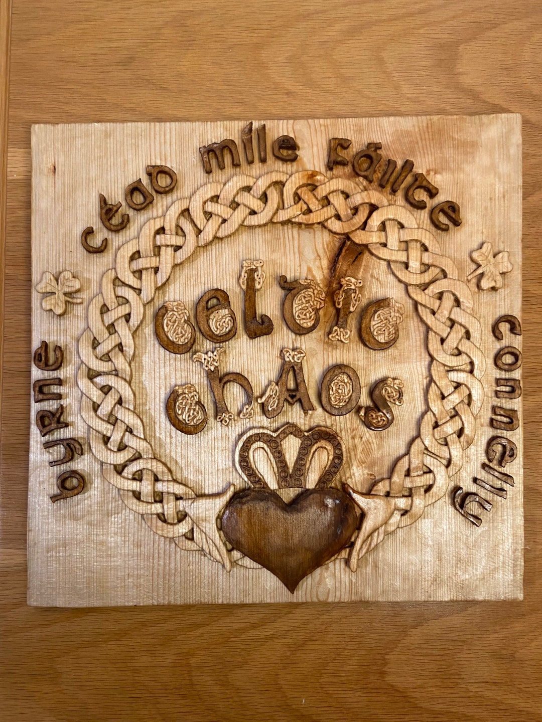Hand Carved Celtic Claddagh Wood Sign - Personalized Irish Wedding Gift ...