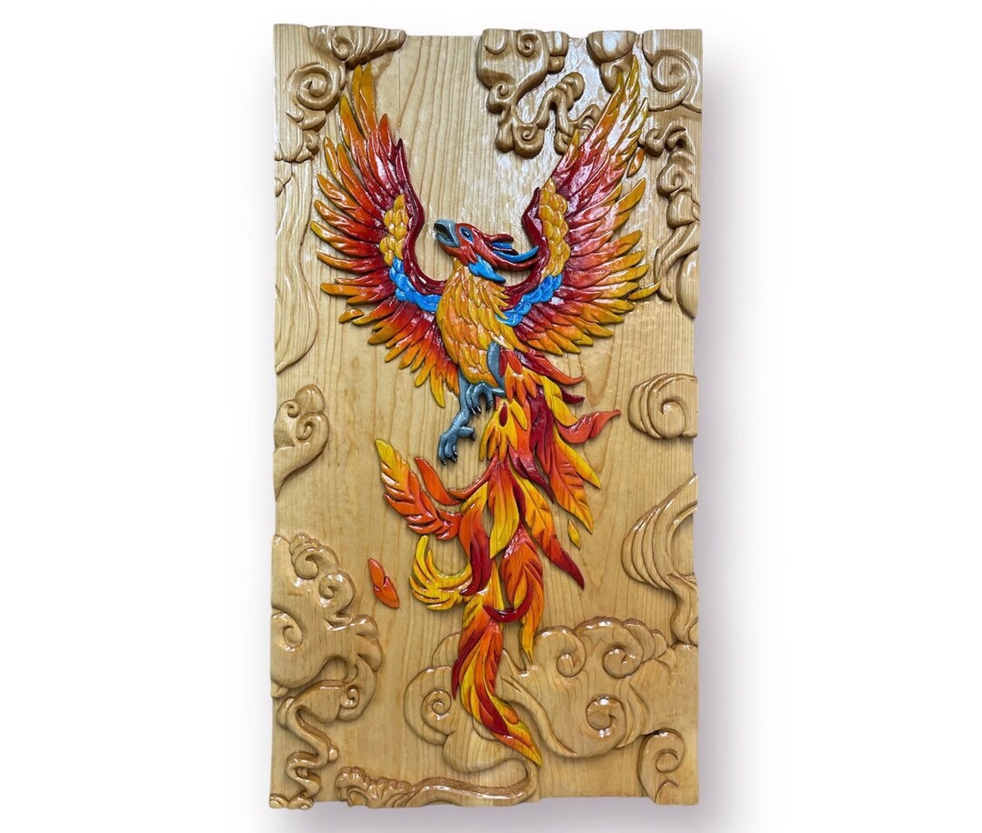 Phoenix Wood Carving, Phoenix Art, Phoenix Painting, Mythical Art ...