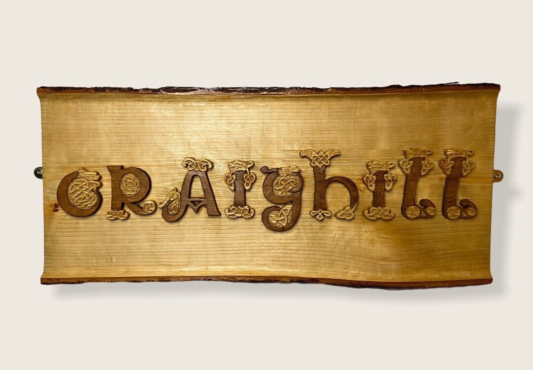 Hand Carved Irish House Sign: Celtic Wood Surname Plaque - Etsy UK