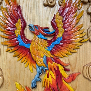 Phoenix Wood Carving, Phoenix Art, Phoenix Painting, Mythical Art ...
