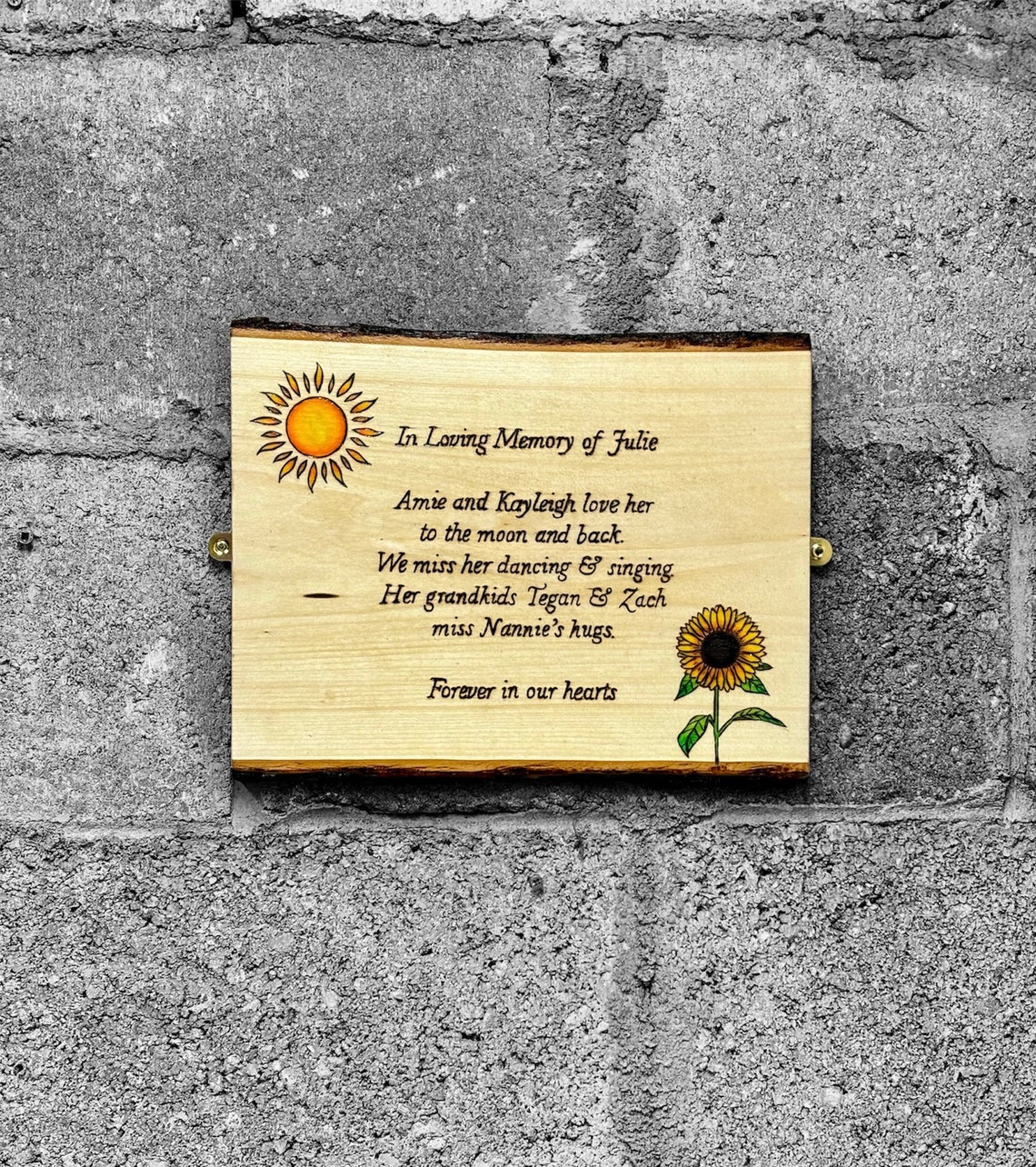 Memorial Plaque, Wood Memory Plaque, in Loving Memory, Bench Plaque ...