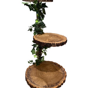 Rustic Three Tier Log Slice Cake Stand: Hand Burned Wedding Platter - Etsy