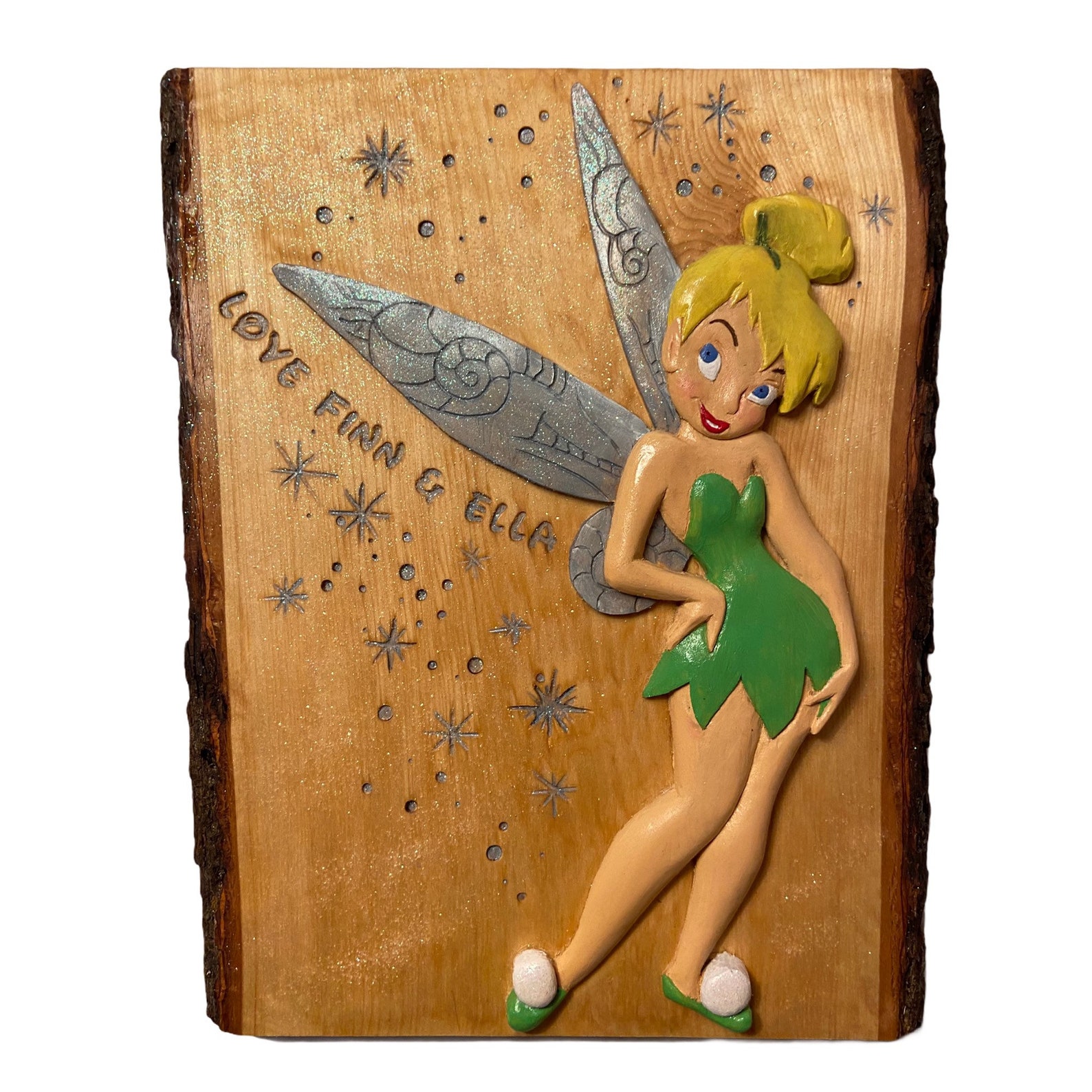 Tinkerbell Wood Carving Wall Art Cartoon Character Collector Peter Pan ...