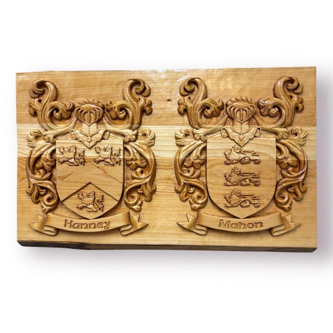 Double Coat of Arms Wall Hanging Wood Coat of Arms Family Crest Wedding ...