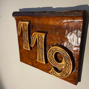 House Numbers Celtic Design Wood Carving Address Sign Irish Sign House ...
