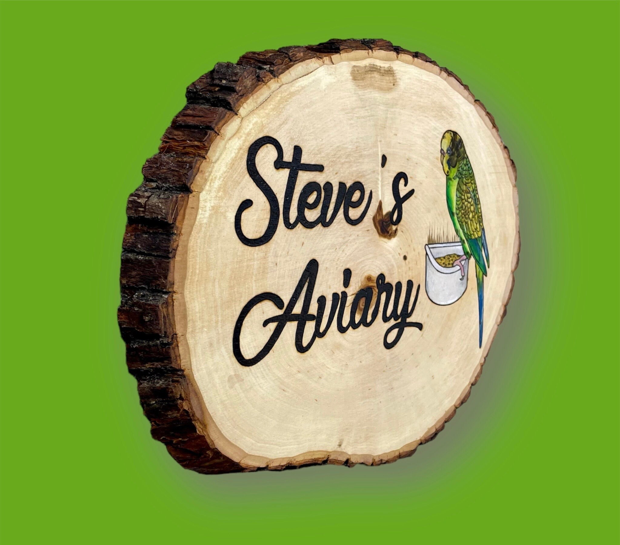 Aviary Sign Birdhouse Sign Budgie Custom Sign Custom Wood Burning Bird ...