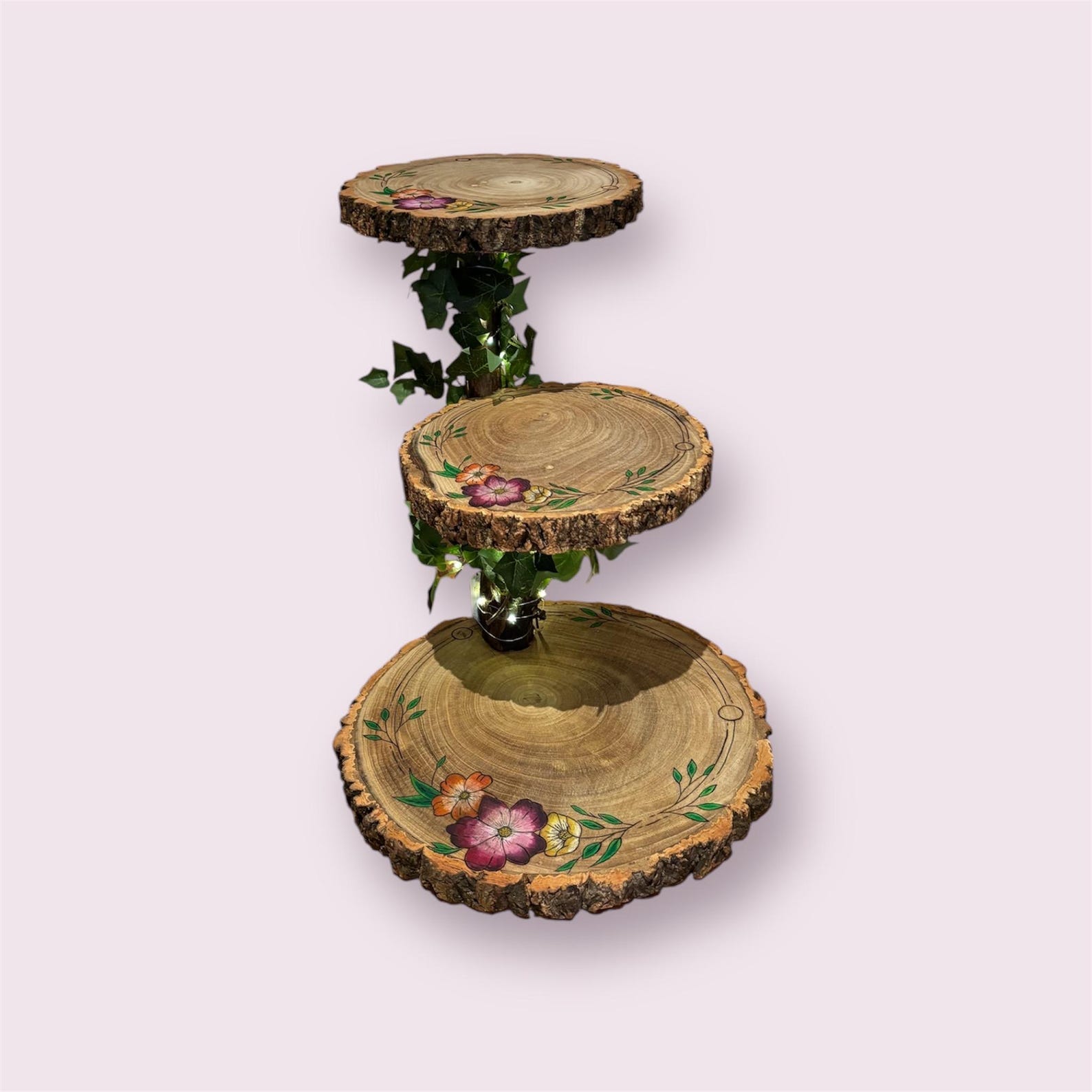 Handmade Three Tier Log Slice Cake Stand: Rustic Wedding Platter - Etsy