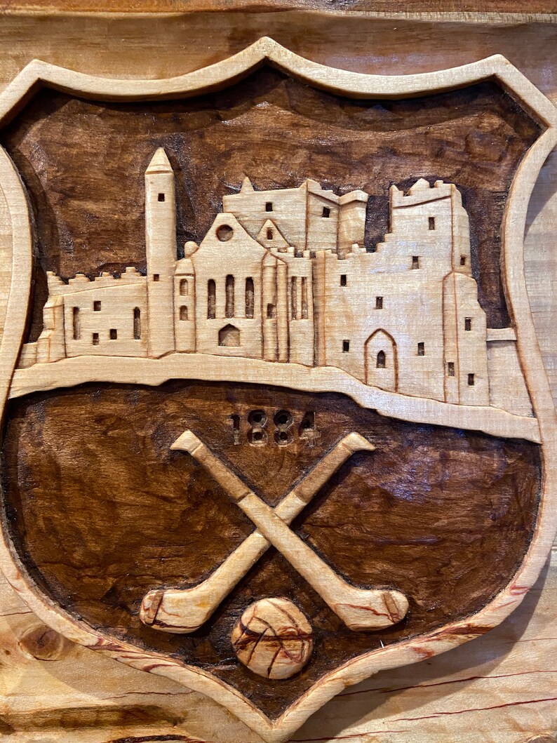 Hand carved Tipperary GAA crest wall plaque | Etsy