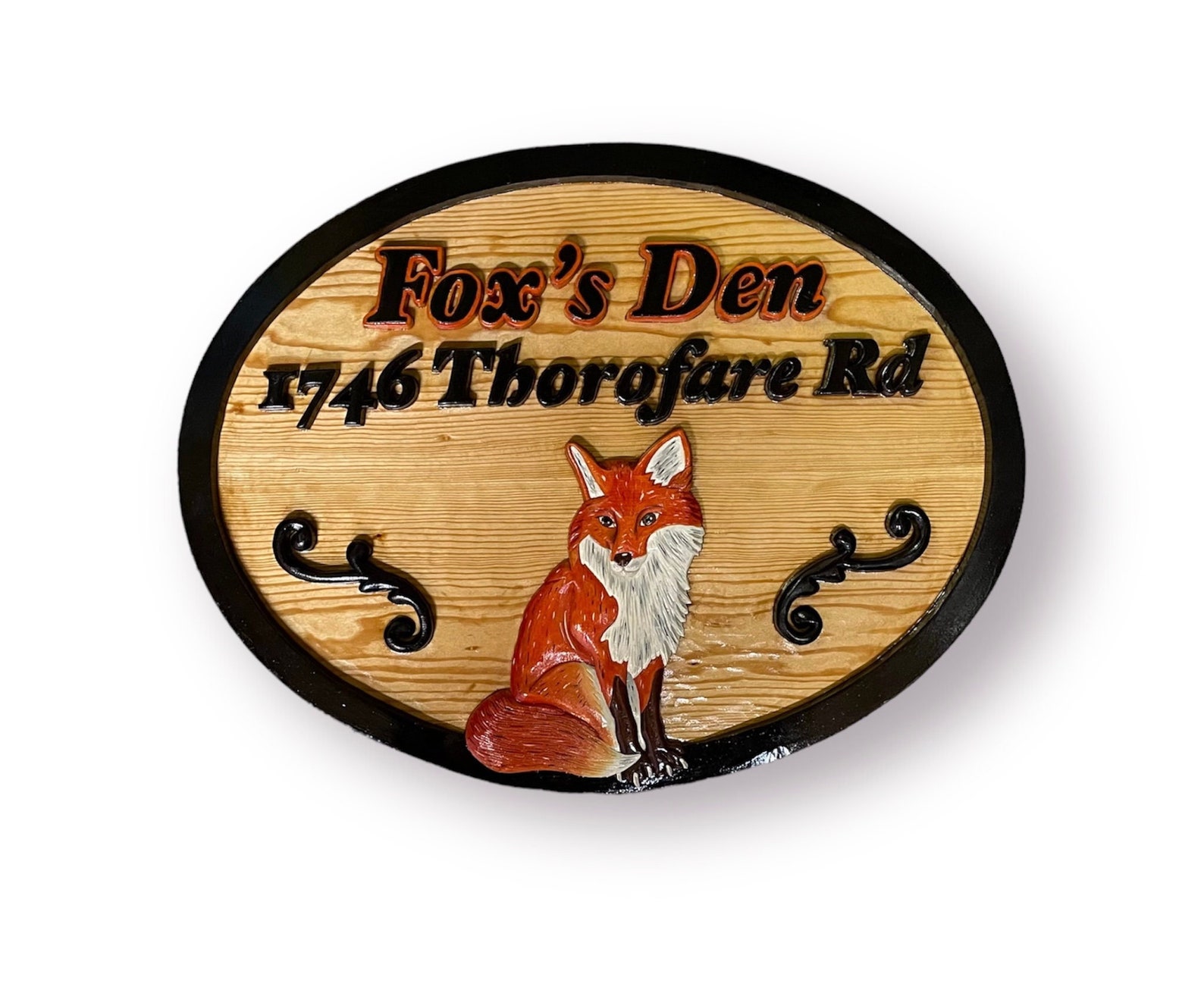 Custom Home Address Wood Carving Fox House Sign Porch Sign Mailbox Sign ...