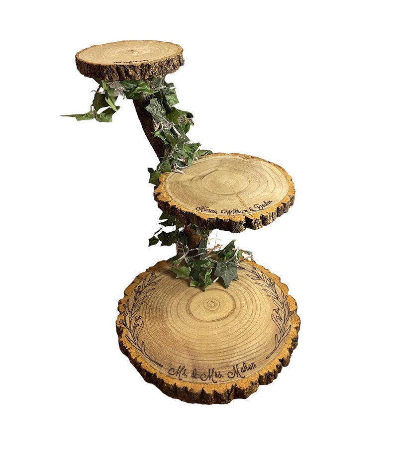 Three Tier Log Slice Cake Stand Rustic Cake Stand Wood Cake - Etsy
