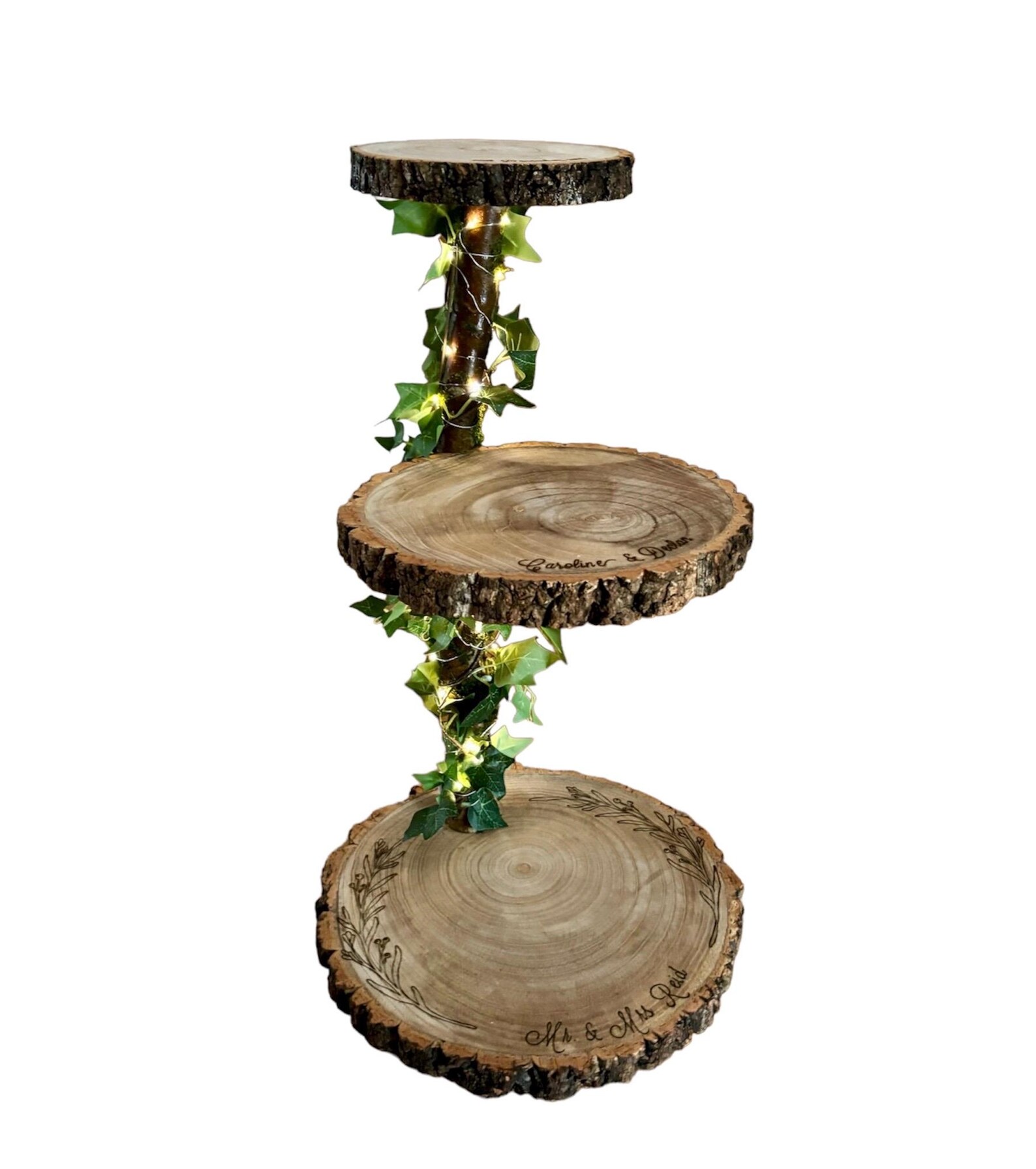 Rustic Three Tier Log Slice Cake Stand: Hand Burned Wedding Platter - Etsy