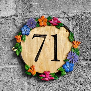 Hand Carved Floral Wreath House Number Sign - Custom Lime Wood - Etsy
