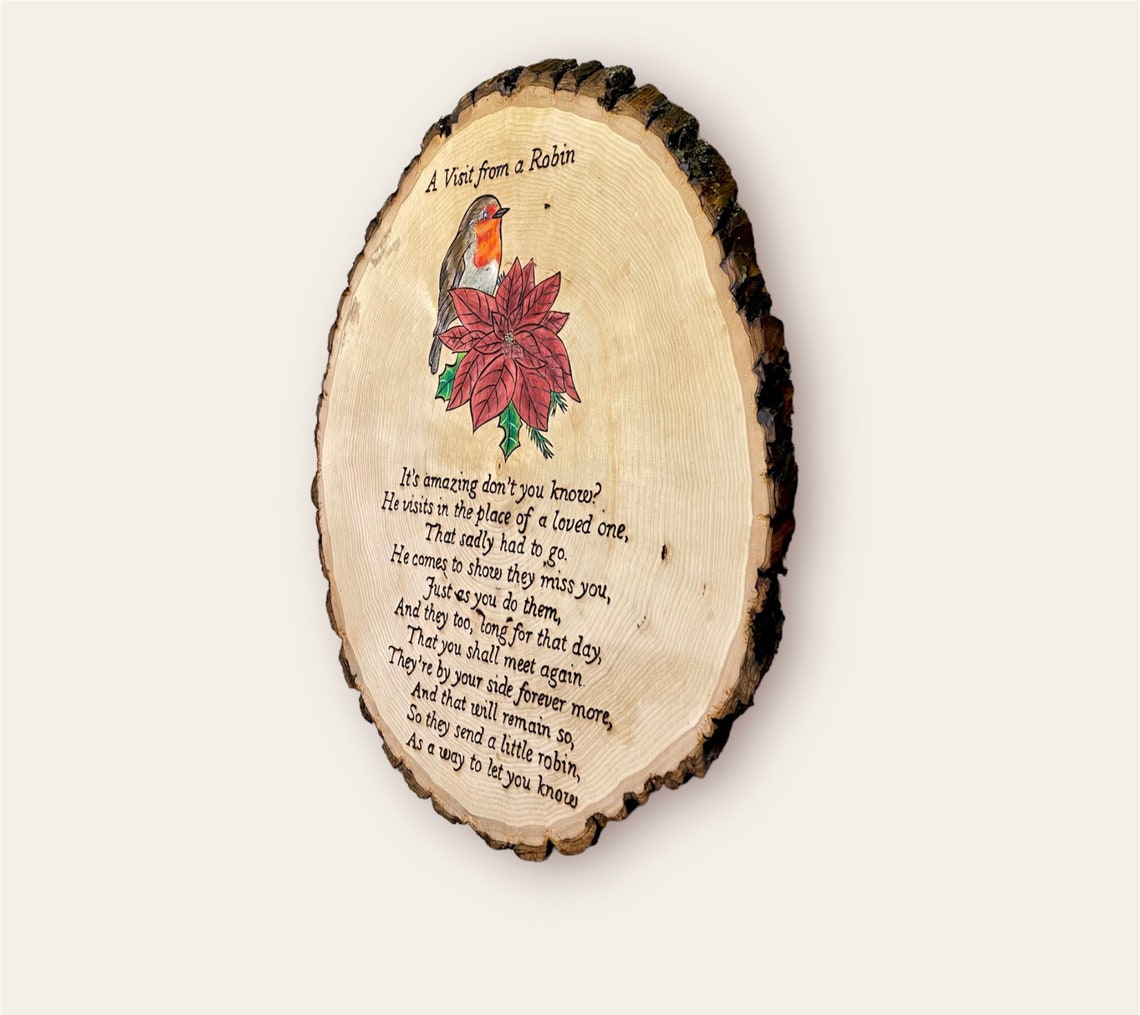 Wood Burning Robin Poem: Memorial Gift, Christmas in Heaven - Etsy