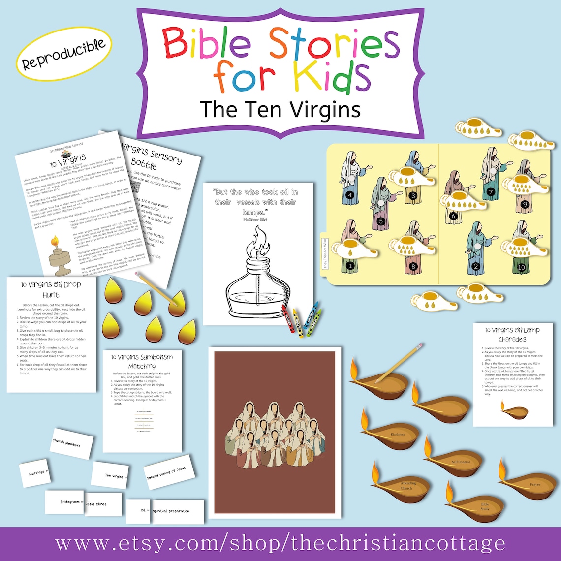 The Parable of the 10 Virgins Bible Mini Lesson and Activities - Etsy