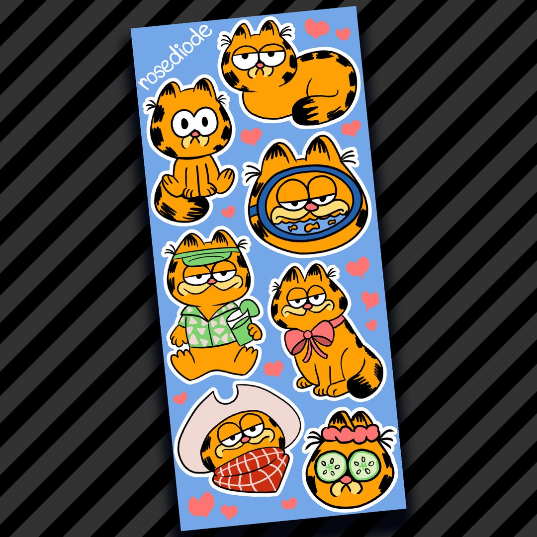 Garfield Vinyl Sticker Sheet Kiss Cut - Etsy