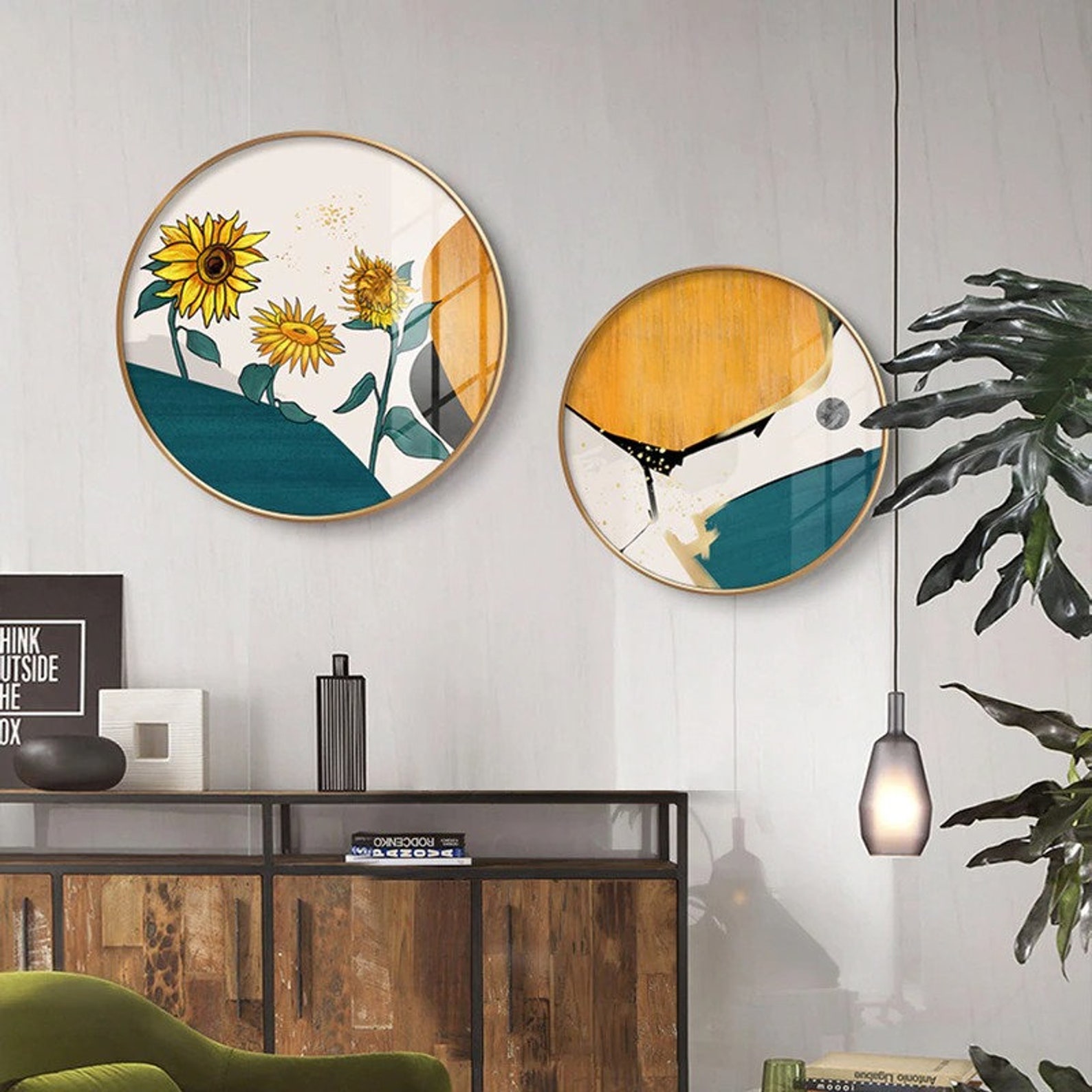 Round Circle Canvas Wall Decor Name Print Gift Picture Nordic ...