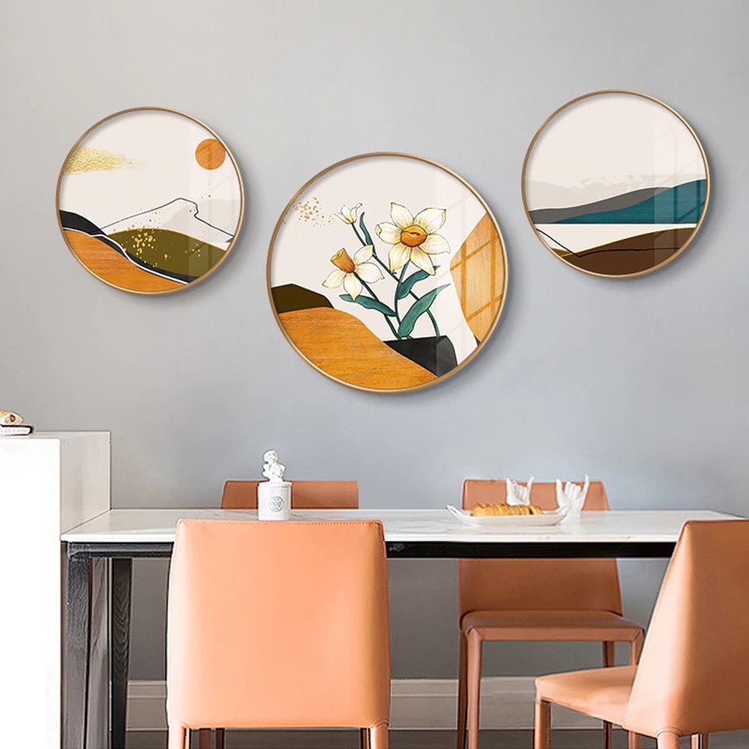 Round Circle Canvas Wall Decor Name Print Gift Picture Nordic ...