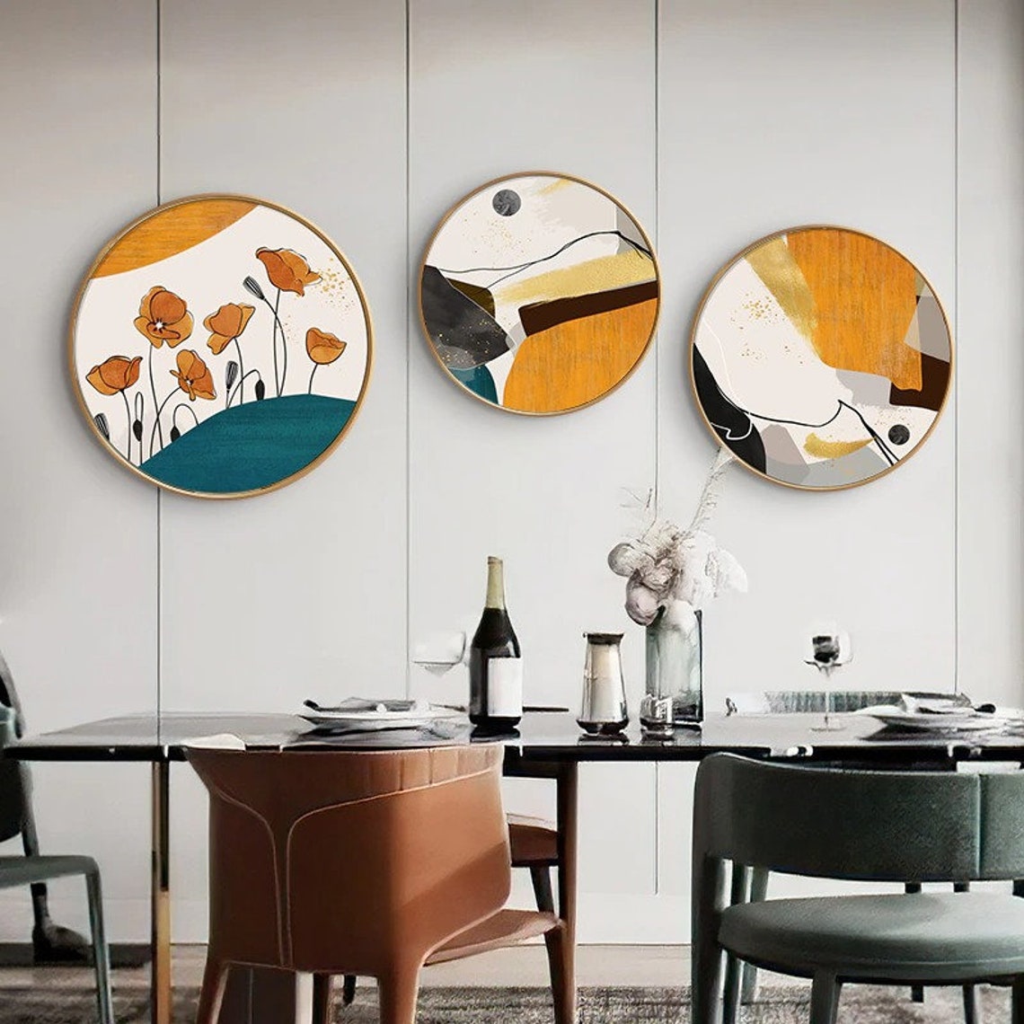 Round Circle Canvas Wall Decor Name Print Gift Picture Nordic ...