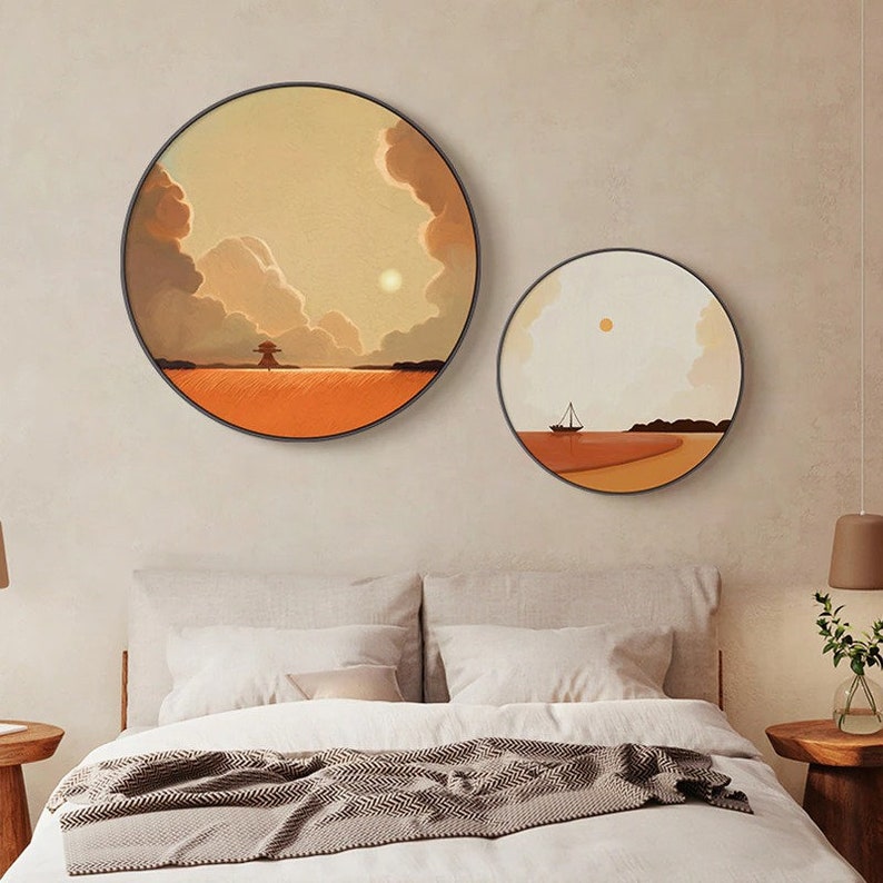 Round Circle Canvas Wall Decor Name Print Gift Picture Nordic - Etsy