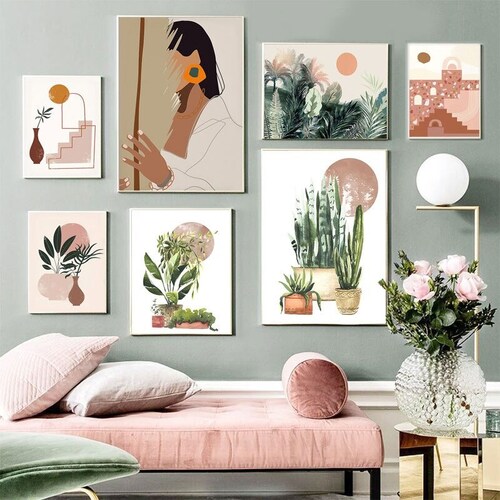 Round Circle Canvas Wall Decor Name Print Gift Picture Nordic - Etsy