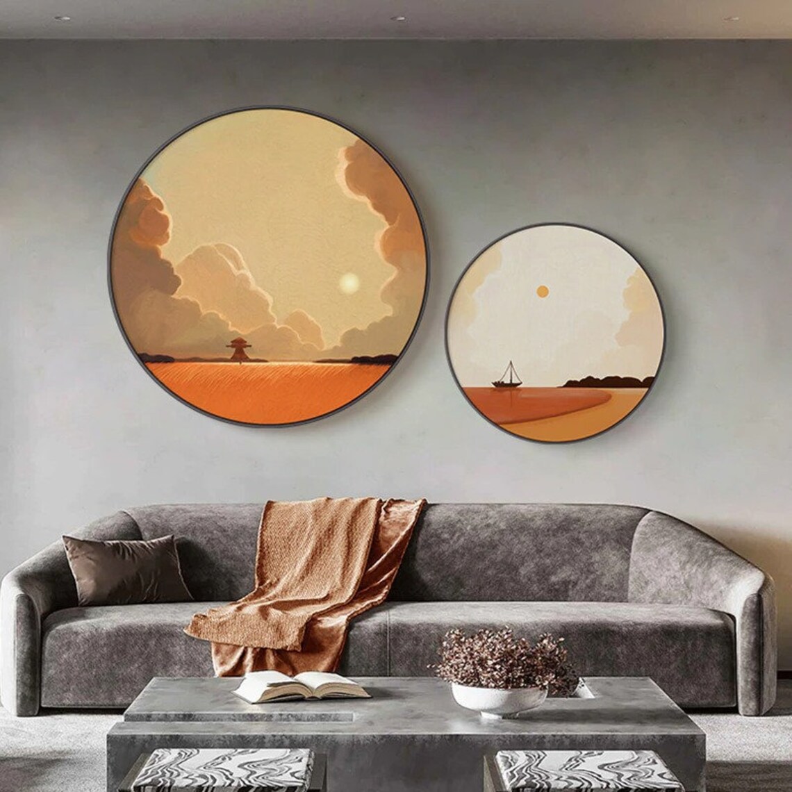 Round Circle Canvas Wall Decor Name Print Gift Picture Nordic - Etsy