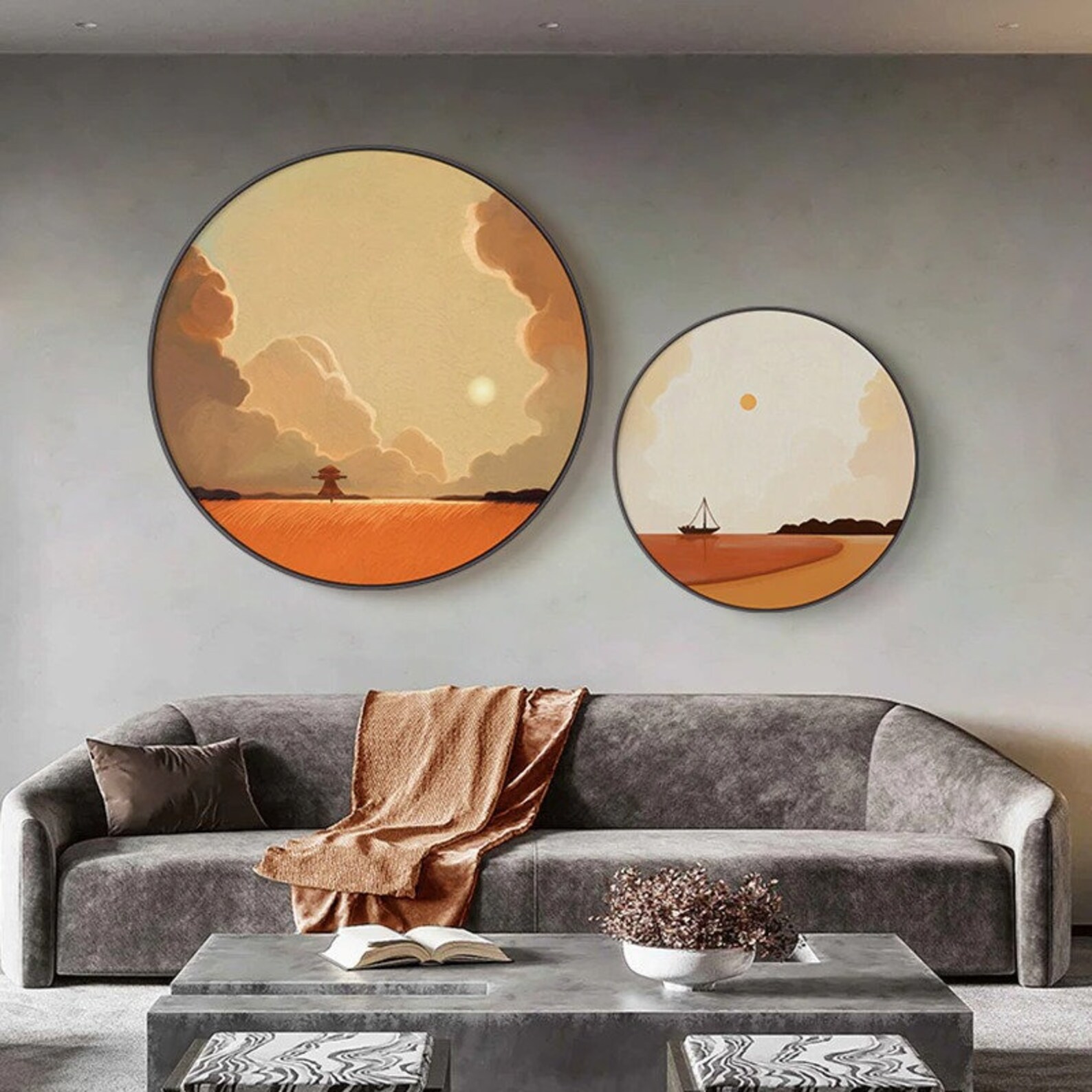 Round Circle Canvas Wall Decor Name Print Gift Picture Nordic - Etsy