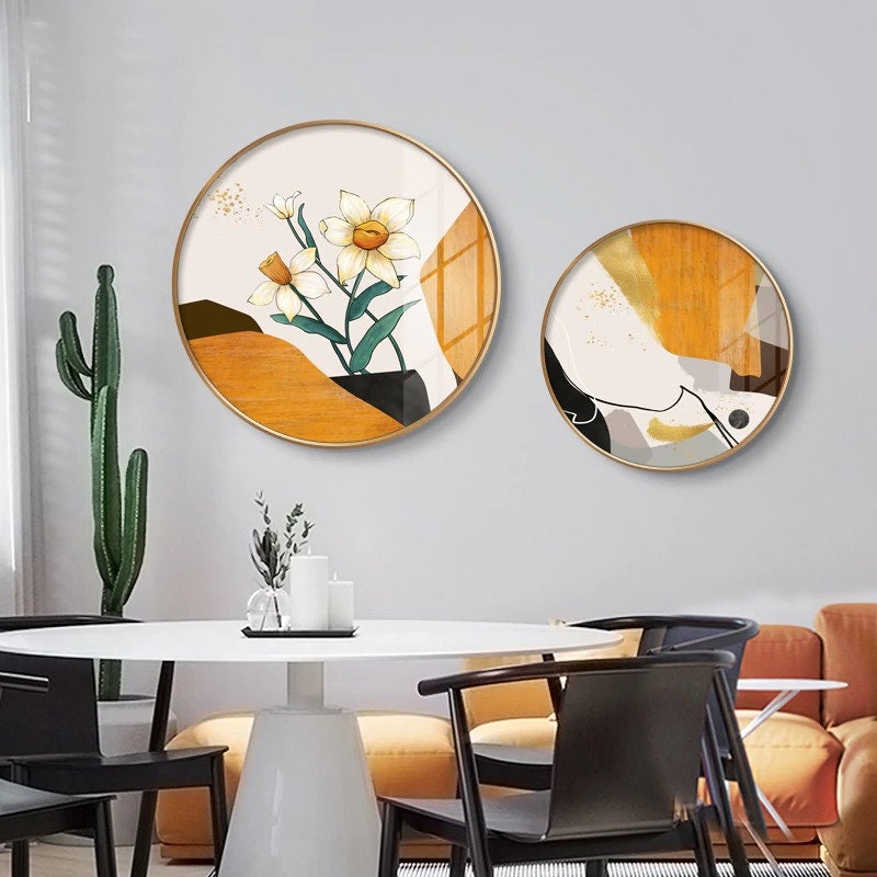 Round Circle Canvas Wall Decor Name Print Gift Picture Nordic ...