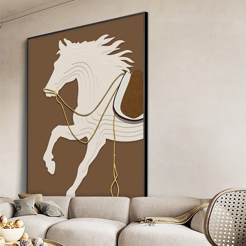 Beige Horse Art Print for Gift for Her and Him, Animal Home Decor ...