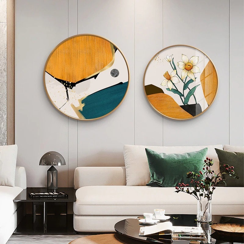 Round Circle Canvas Wall Decor Name Print Gift Picture Nordic ...