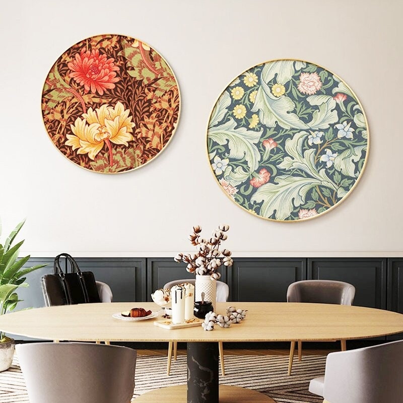 Round Circle Canvas Wall Decor Gift Picture Nordic Scandinavian Grass ...