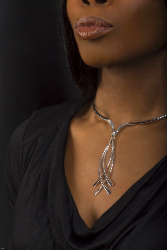Silver Necklace Design for Women - Etsy