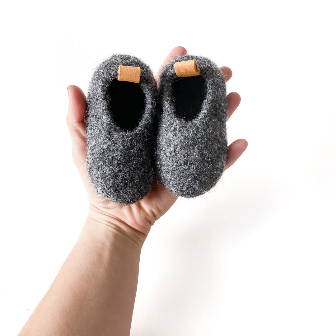 Gray, Baby Booties, Felt Baby Shoes, Leather, Baby Shower Gift, Baby ...