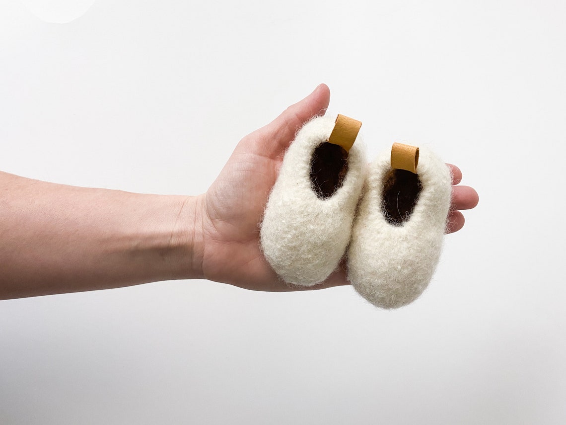 Cream Baby Booties Felted Baby Shoes Newborn Coming Home | Etsy