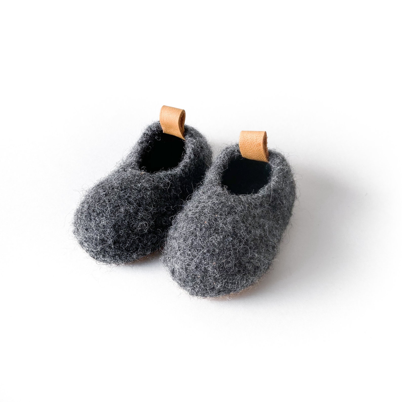 Gray Baby Booties Felt Baby Shoes Leather Baby Shower - Etsy