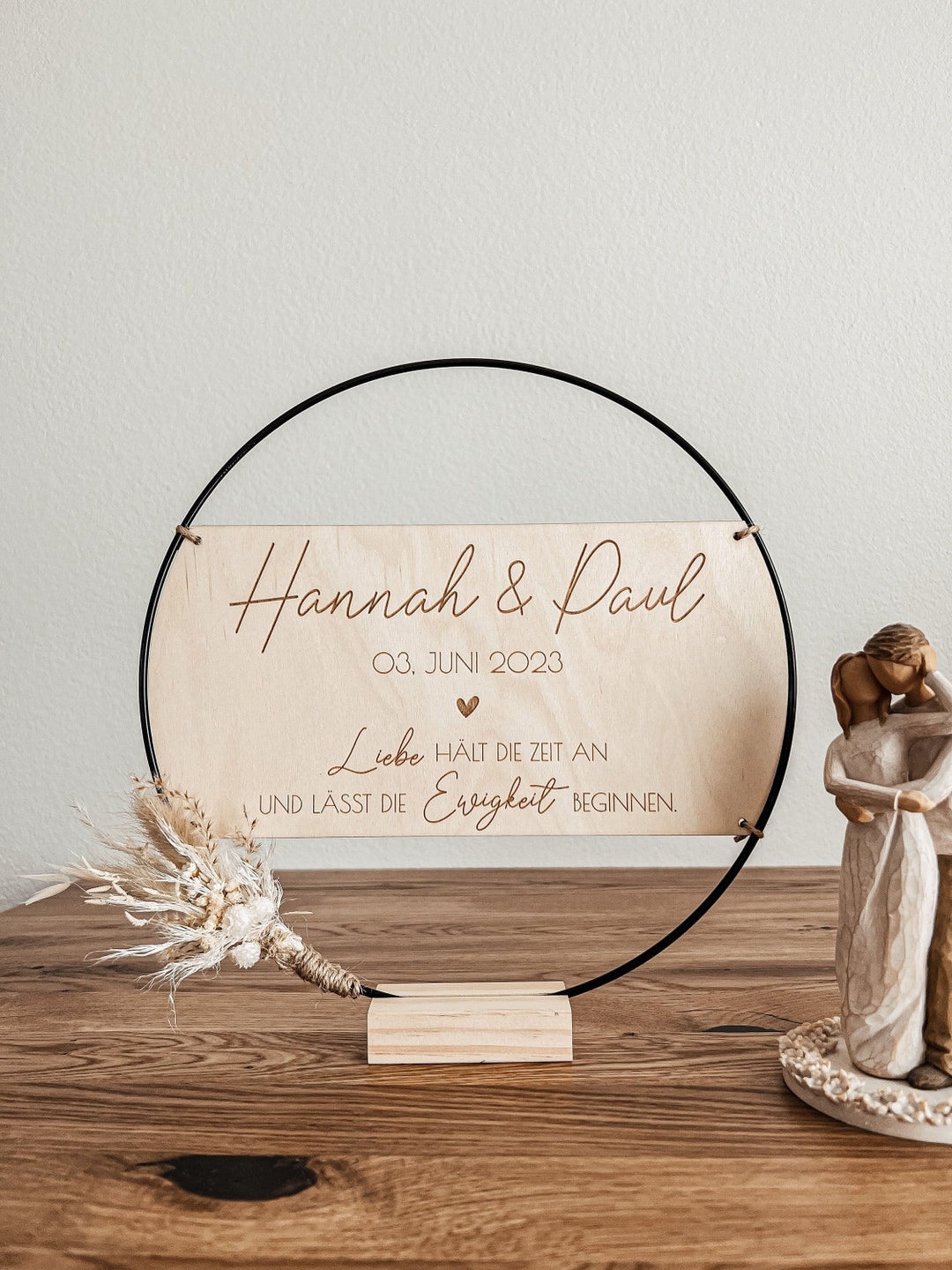 Personalisiertes Hochzeitsgeschenk | Metallring mit Trockenblumen ...