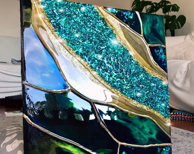 Emerald Geode Canvas - Etsy