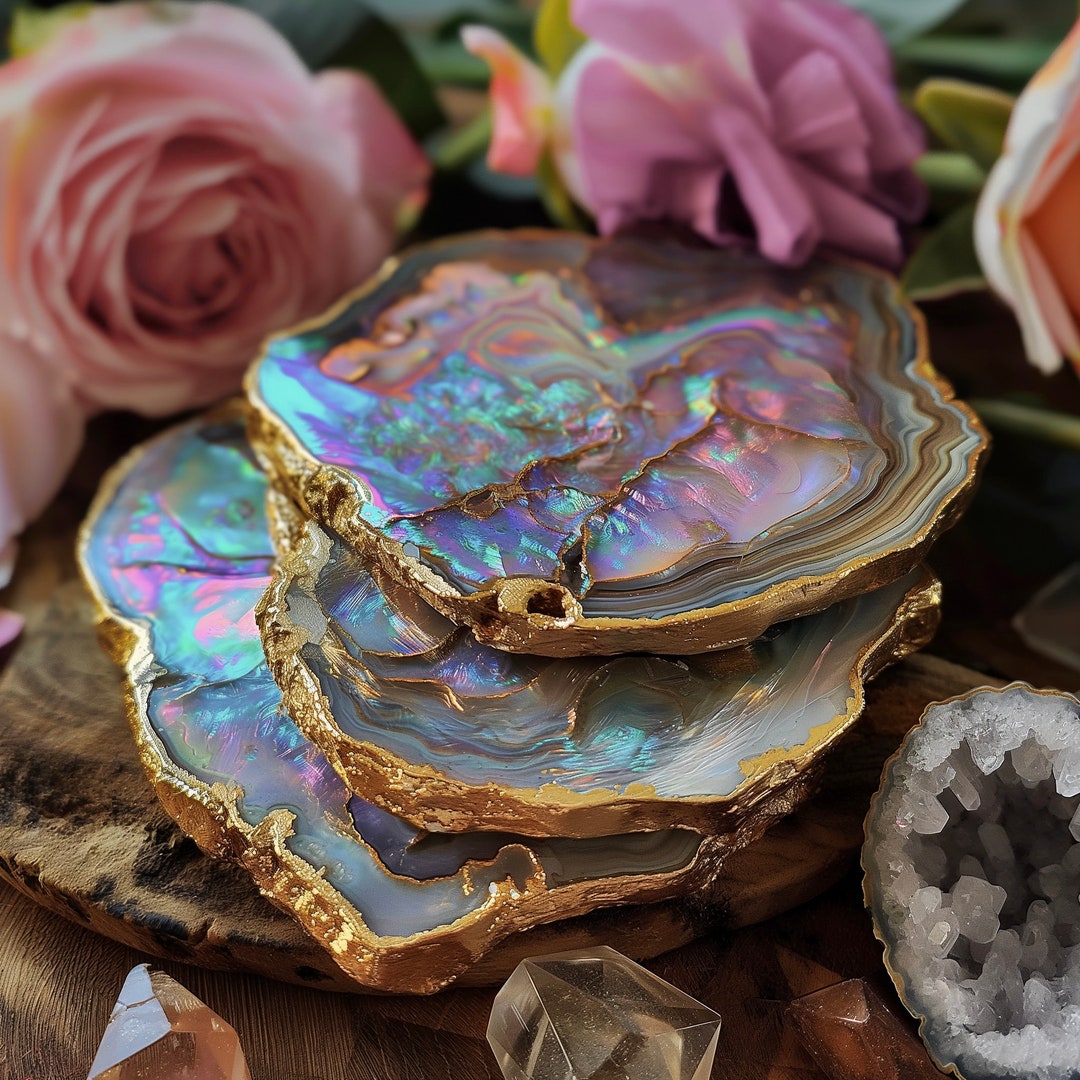 Agate Opal Resin Coasters, Functional Art, Resin Coasters, Agate Coasters, Personalized, Luxury ...