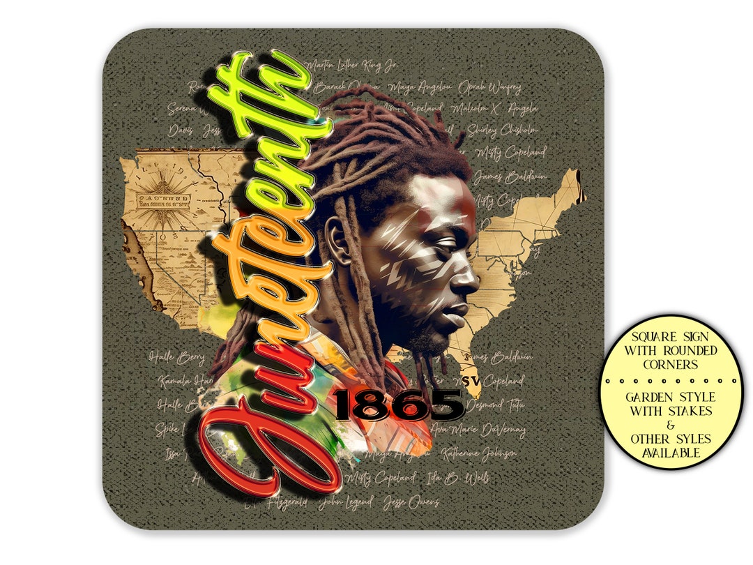 Juneteenth 1865 African American Dreadlocks Man Freedom Sign, Black ...