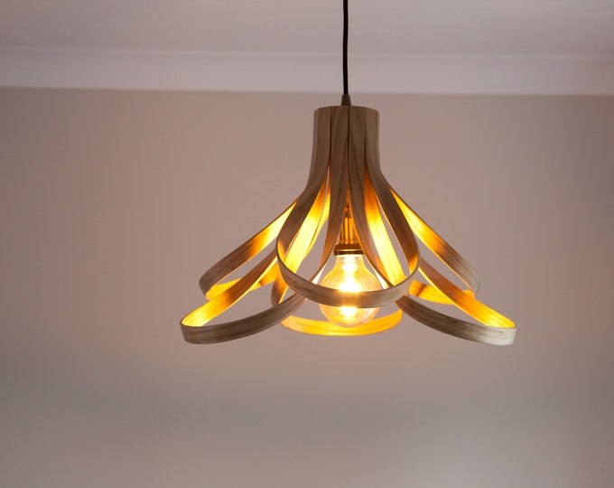 Steam Bent Wood Pendant Lamp - Etsy UK