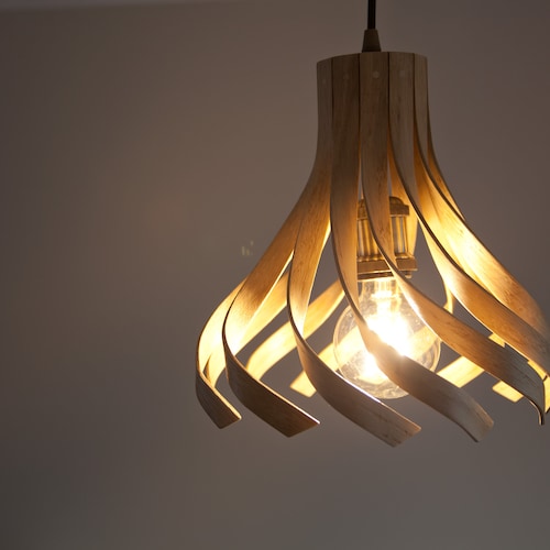 Steam Bent Wood Pendant Lamp | Etsy UK