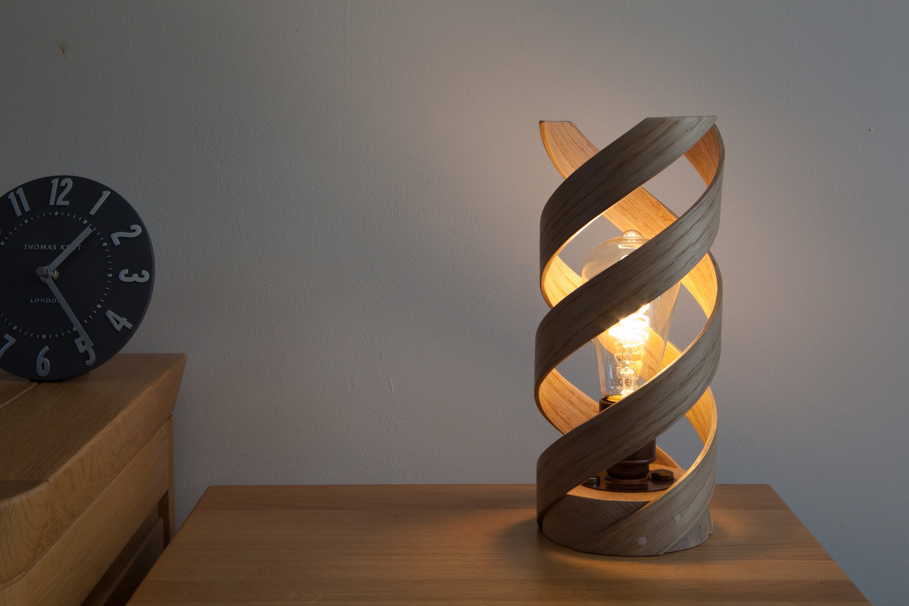 Steam Bent Wood Spiral Table Lamp - Etsy