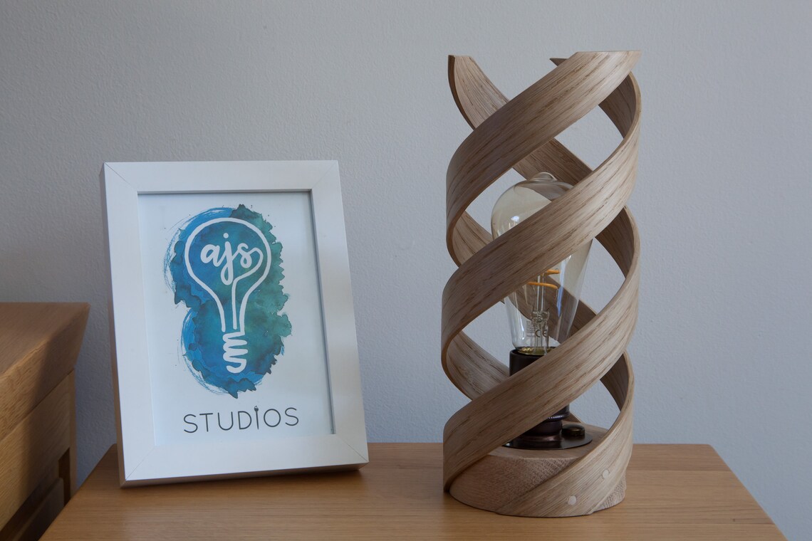 Steam Bent Wood Spiral Table Lamp - Etsy