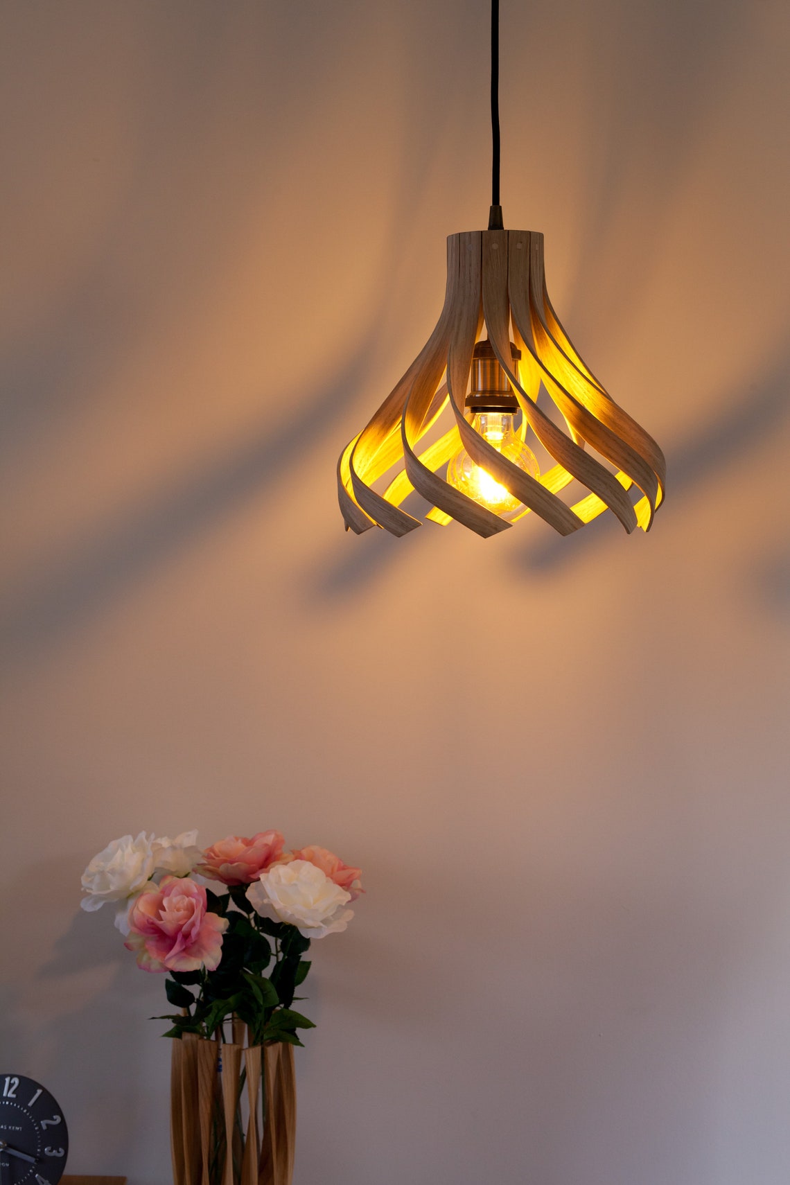 Steam Bent Wood Pendant Lamp - Etsy