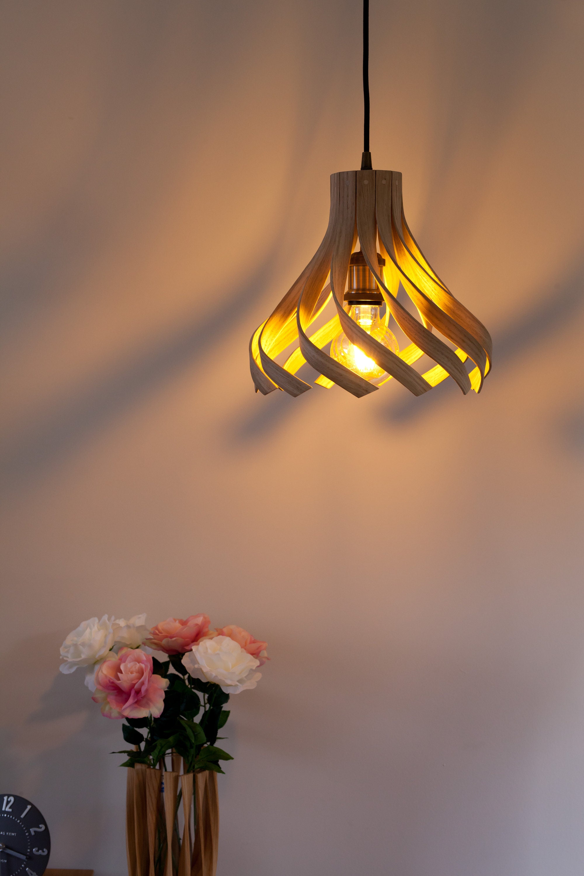 Steam Bent Wood Pendant Lamp - Etsy