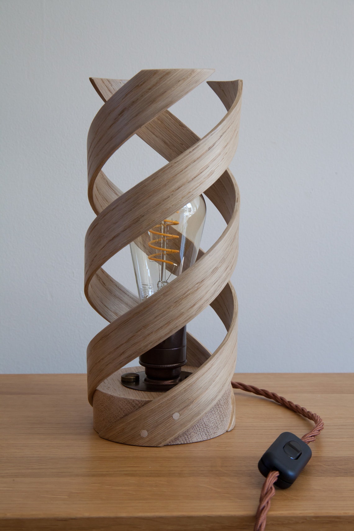 Steam Bent Wood Spiral Table Lamp - Etsy