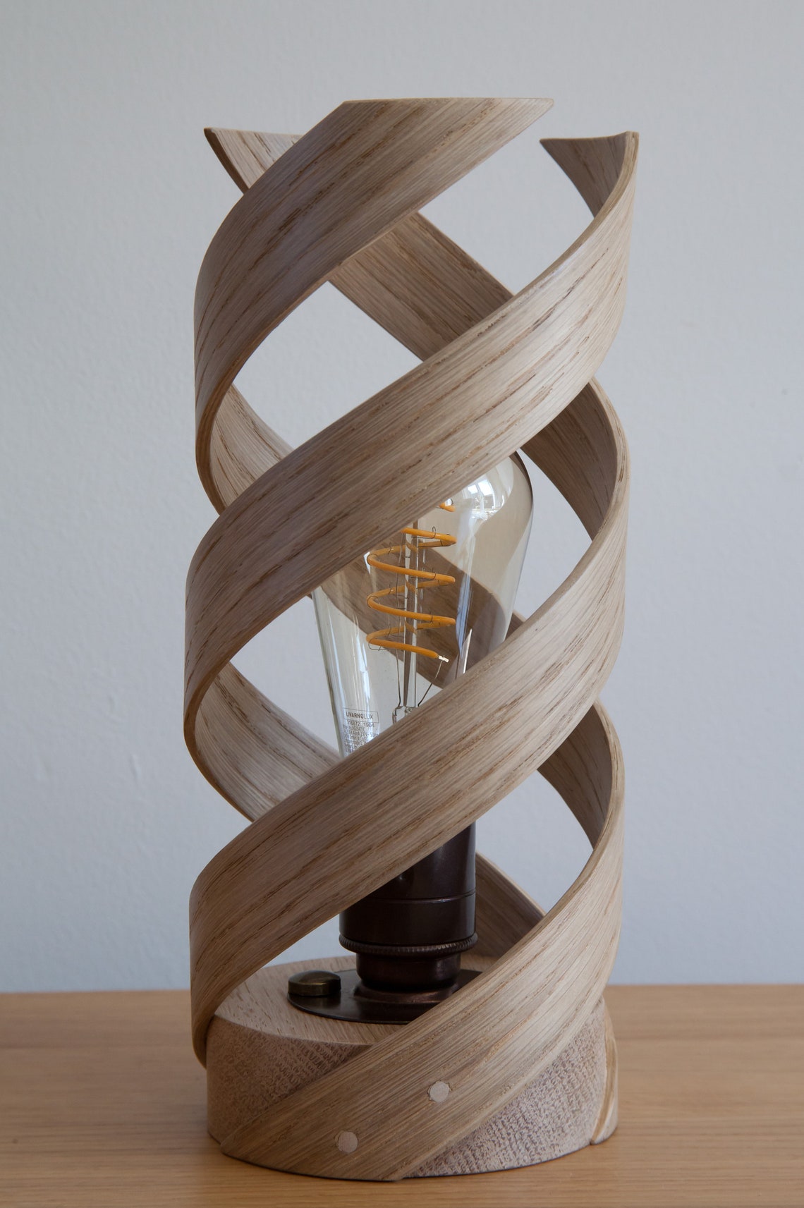 Steam Bent Wood Spiral Table Lamp - Etsy